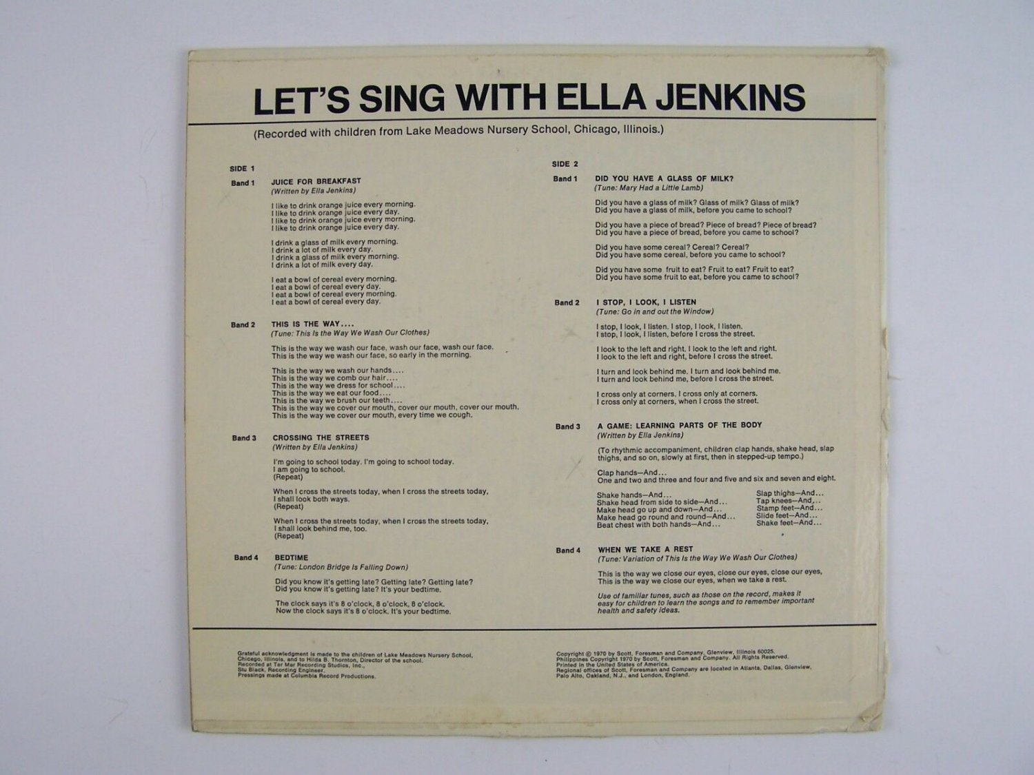 Ella Jenkins - Let's Sing With 10" Vinyl Record Album CTV-142227