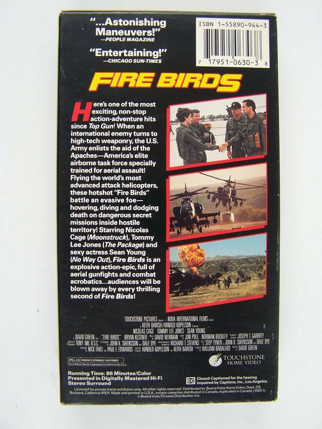 Fire Birds VHS Video Tape Nicolas Cage, Tommy Lee Jones