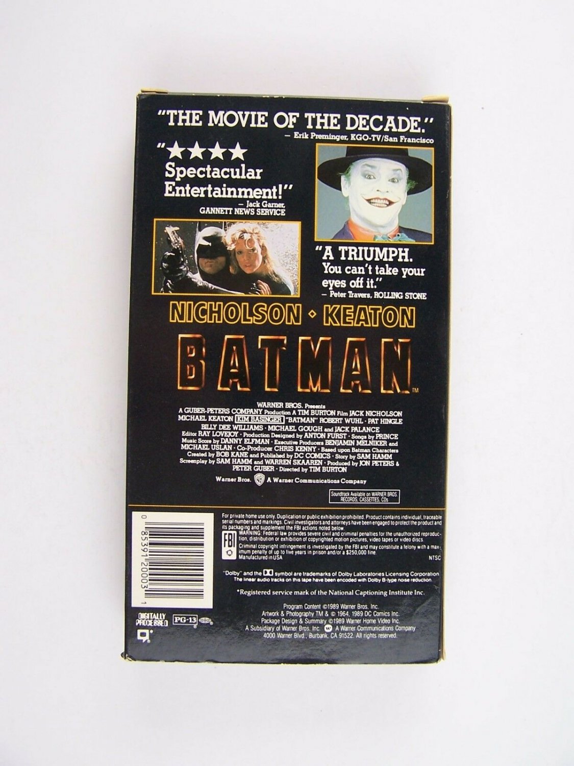 Batman VHS Michael Keaton, Jack Nicholson, Kim Basinger