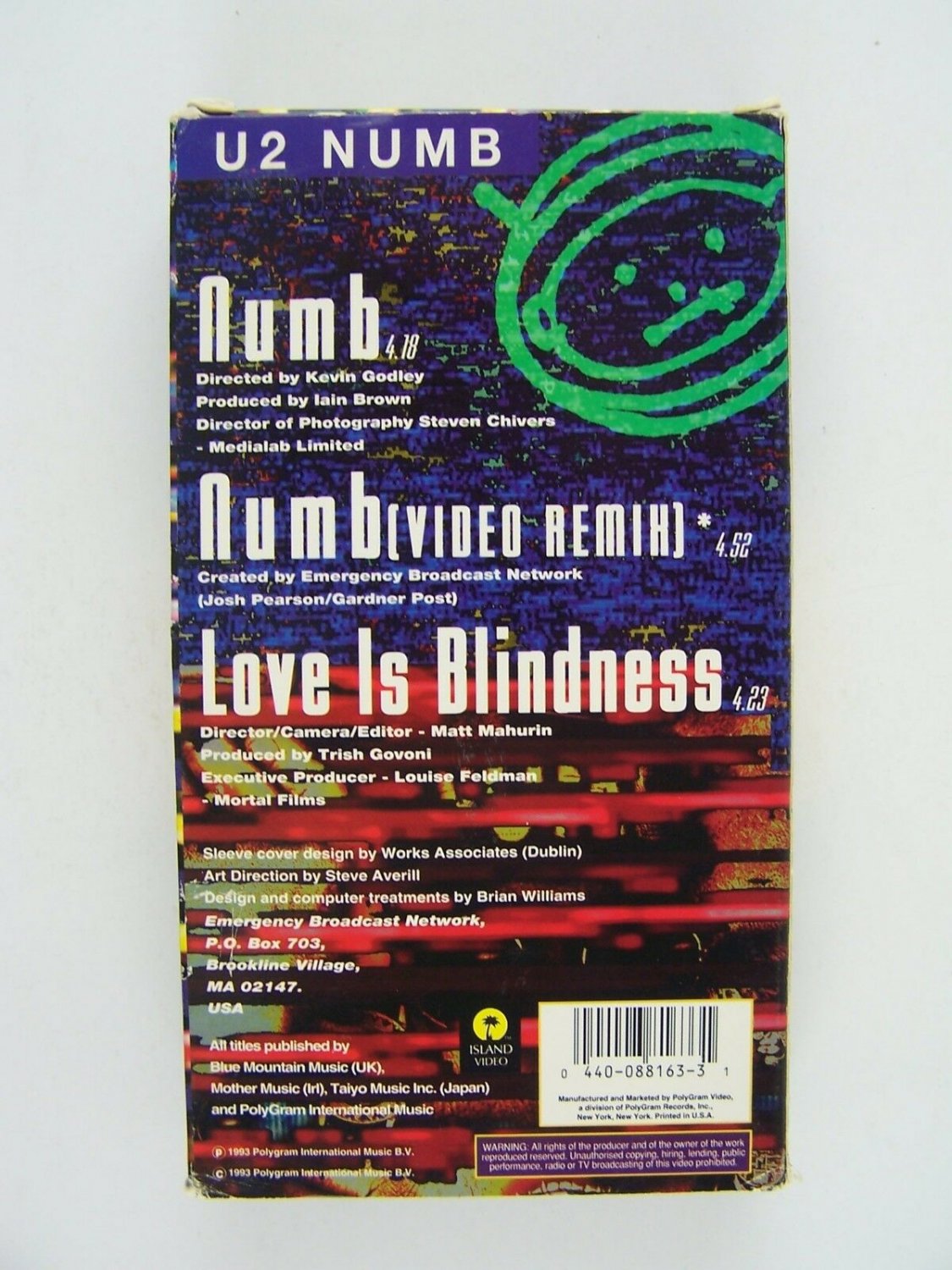 U2: Numb VHS Video Tape Bono Adam Clayton Edge