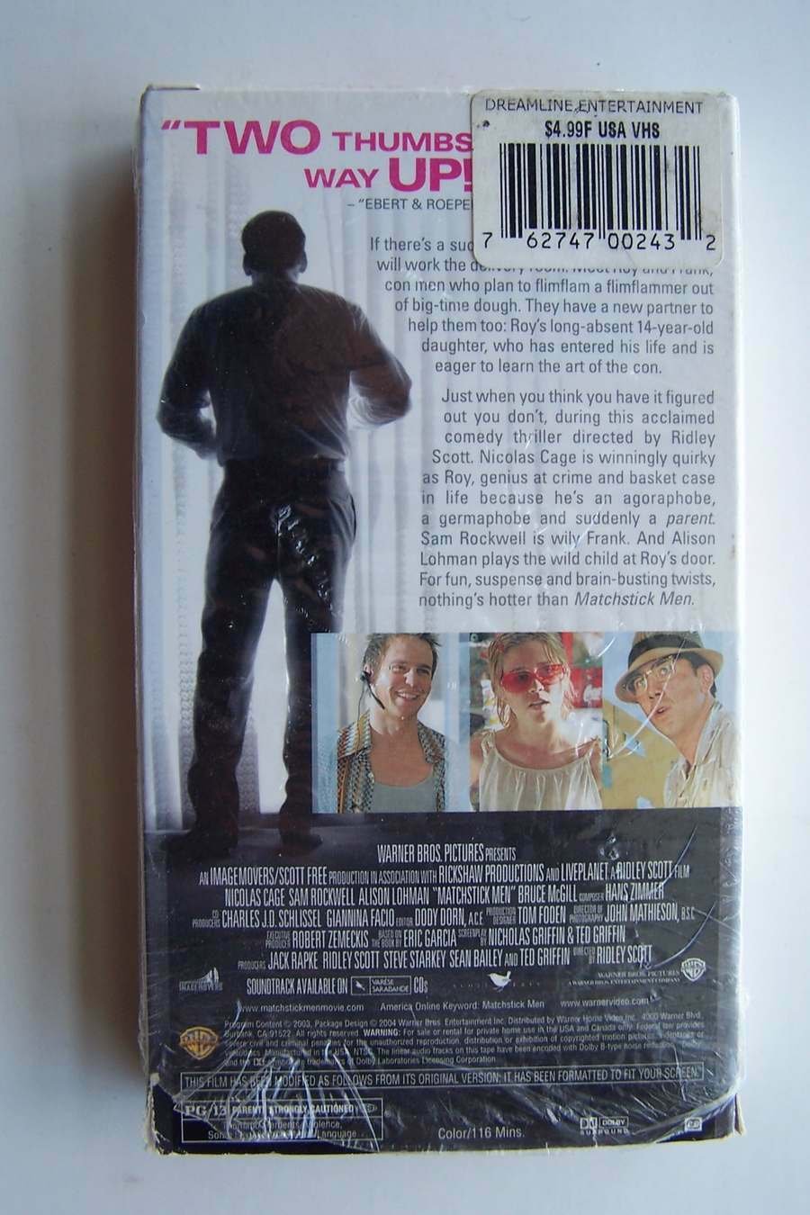 Matchstick Men VHS Video Tape