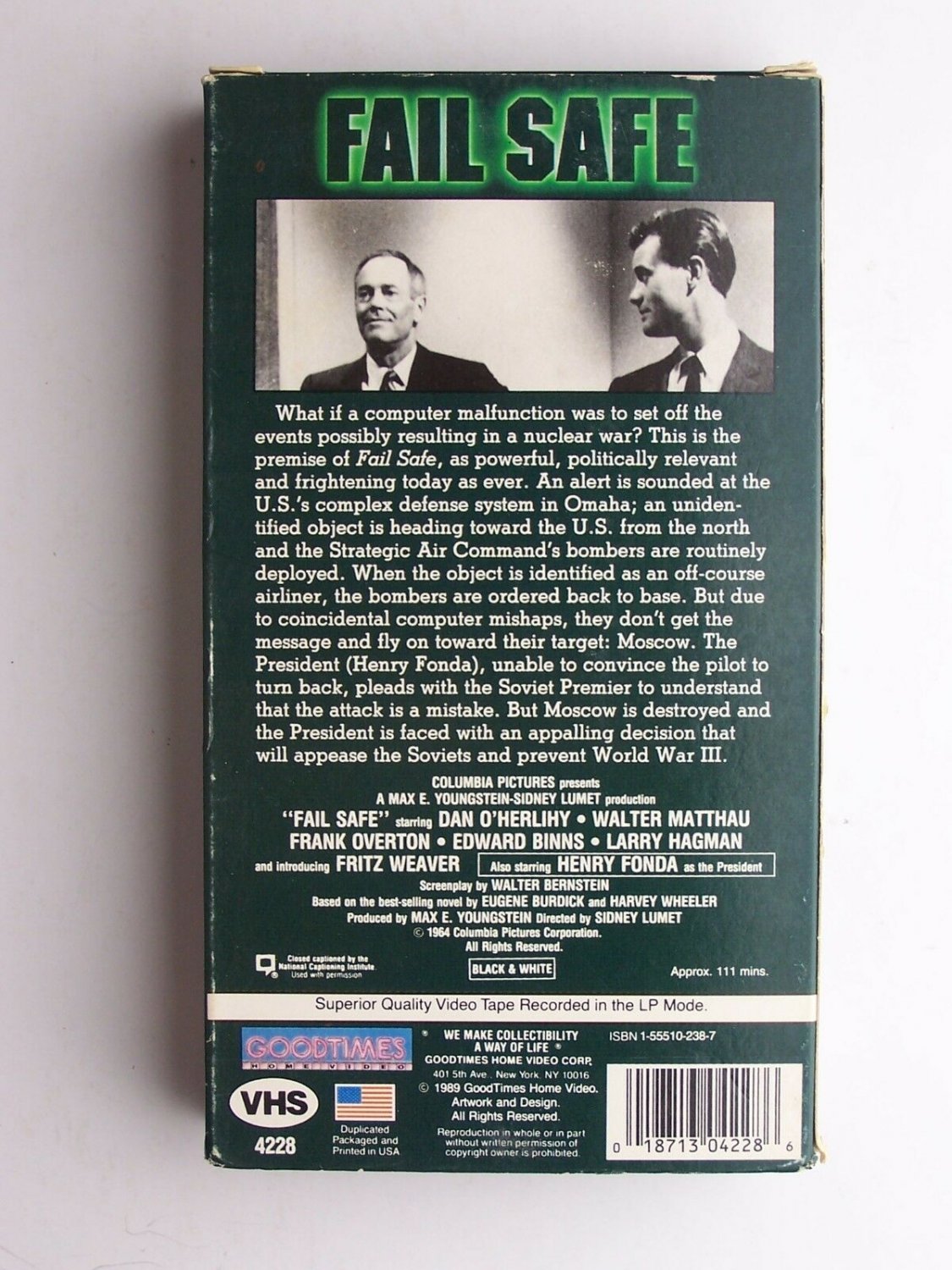 Fail Safe VHS Video Tape Henry Fonda, Walter Matthau