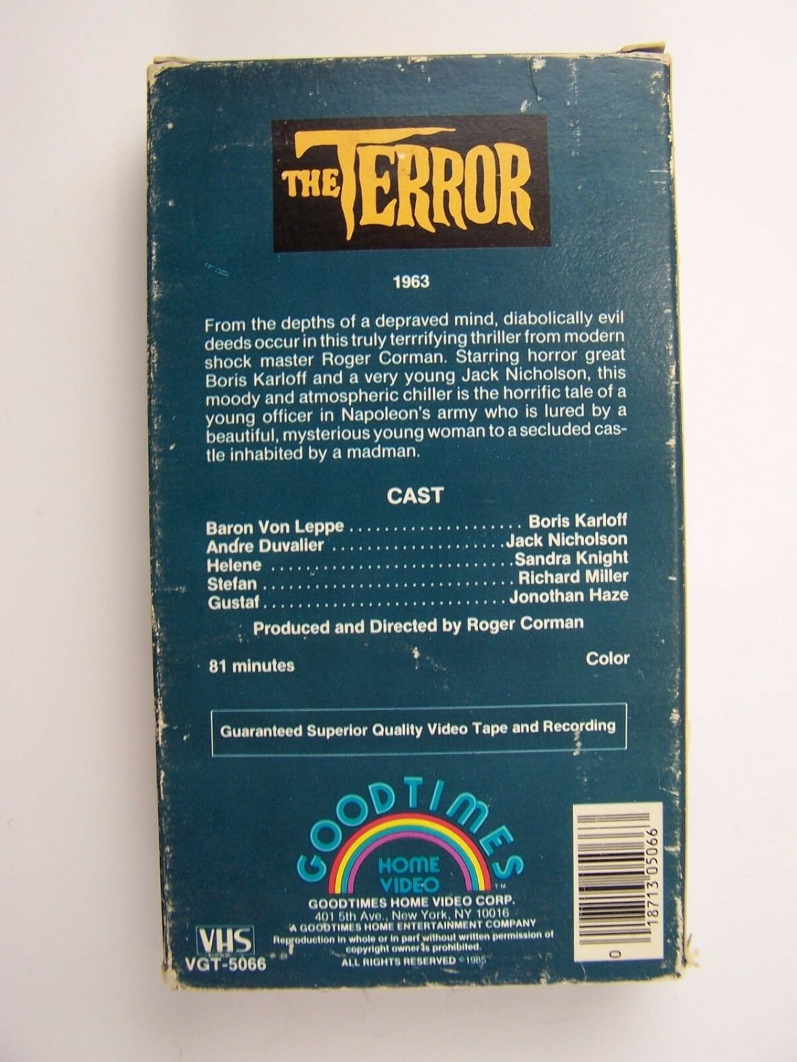 The Terror VHS Video Boris Karloff Jack Nicholson 1963 Horror Classic