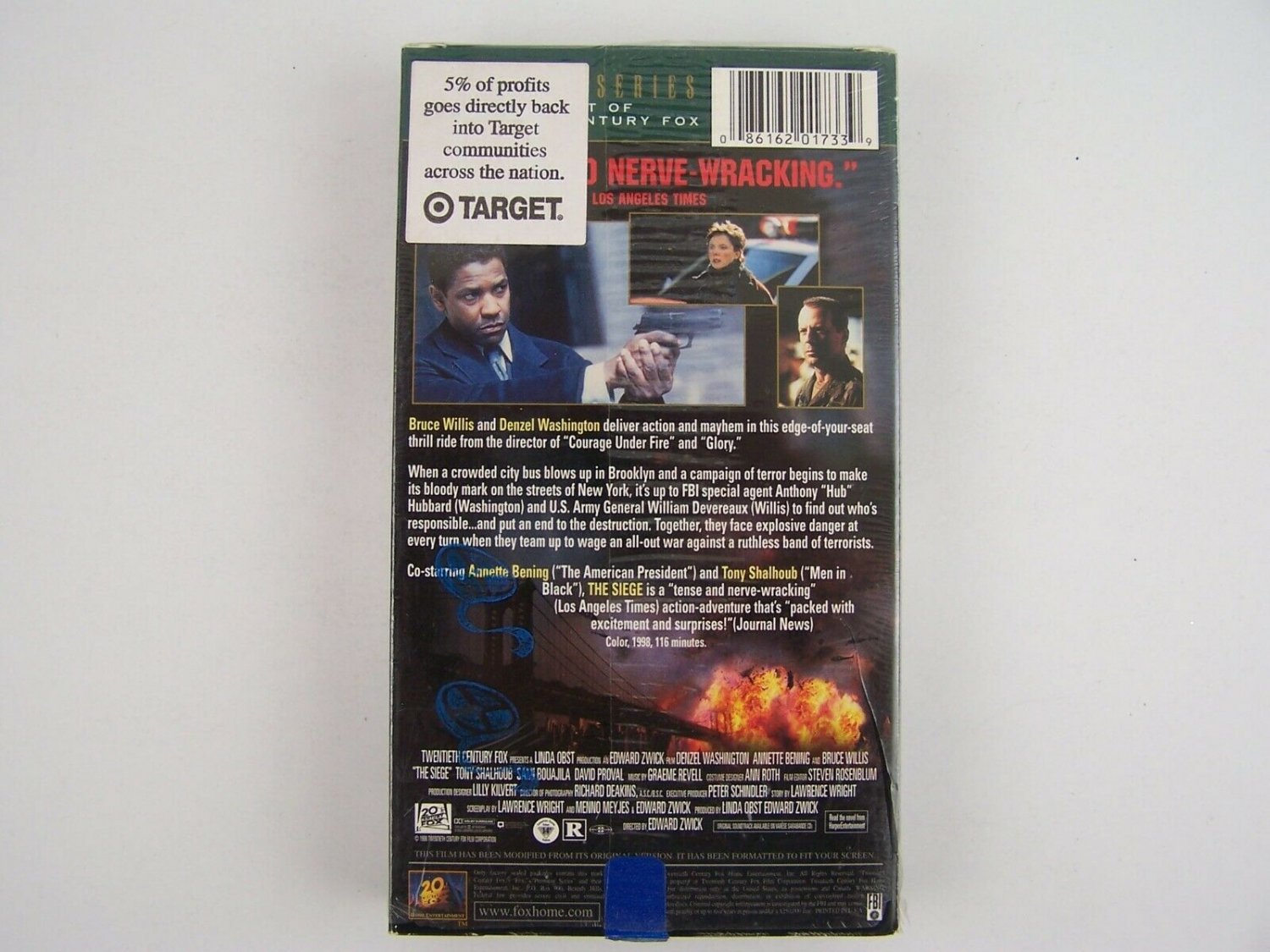 The Siege VHS Video Tape Annette Bening, Denzel Washington, Bruce Willis