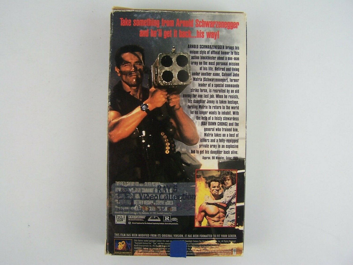 Commando VHS Video Tape Arnold Schwarzenegger, Rae Dawn Chong