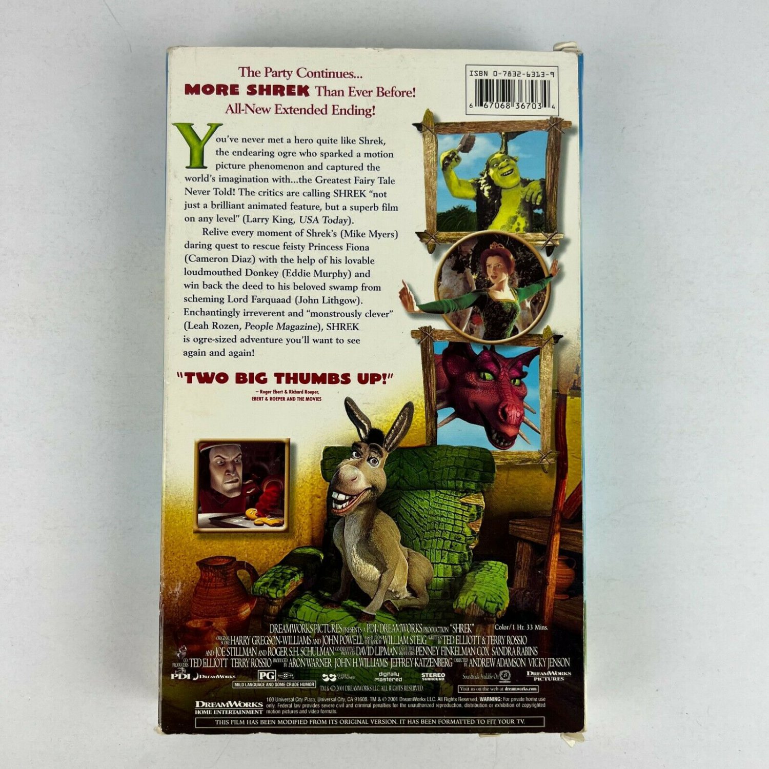 Shrek (Special Edition) VHS Video Tape Mike Myers, Eddie Murphy ...