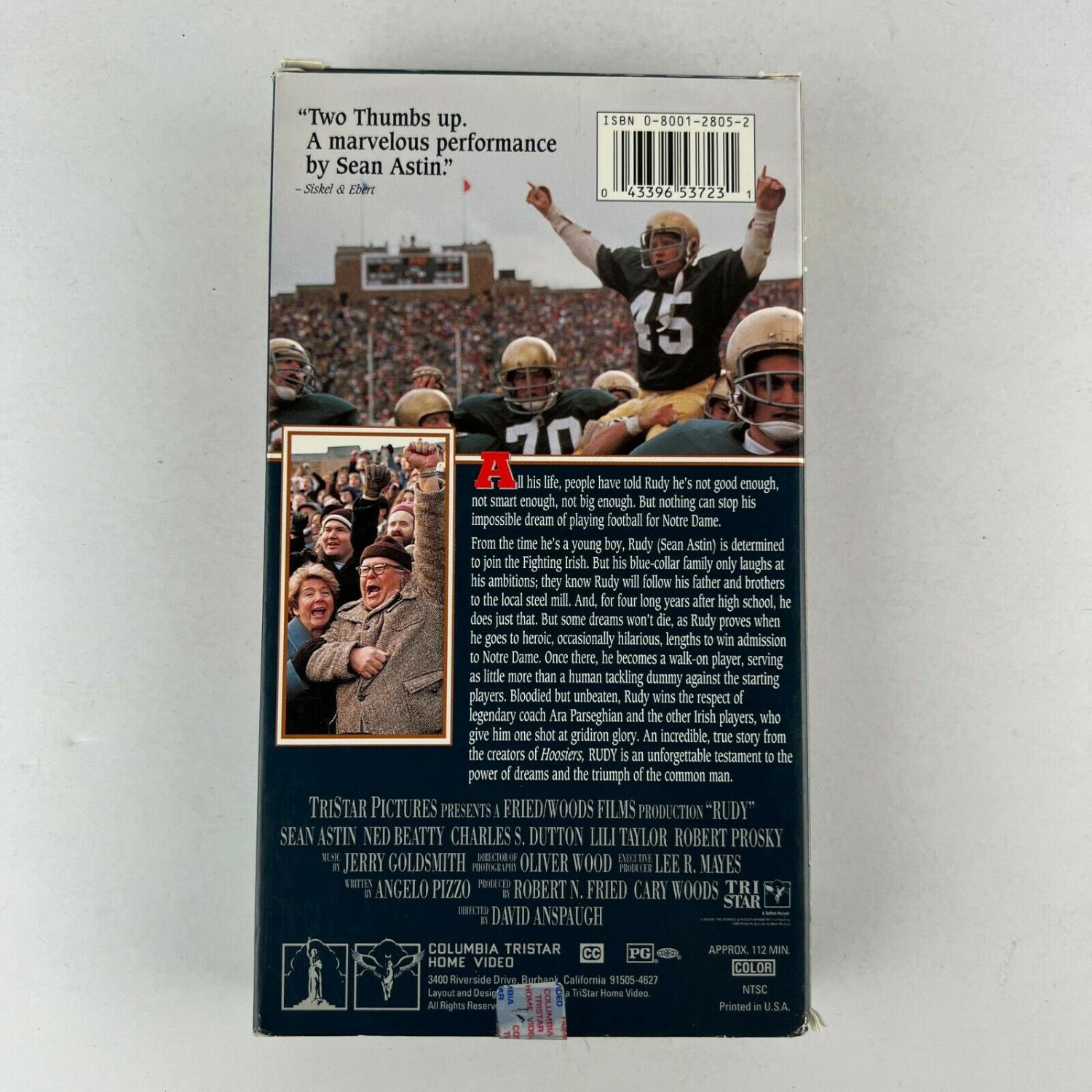Rudy VHS Video Tape