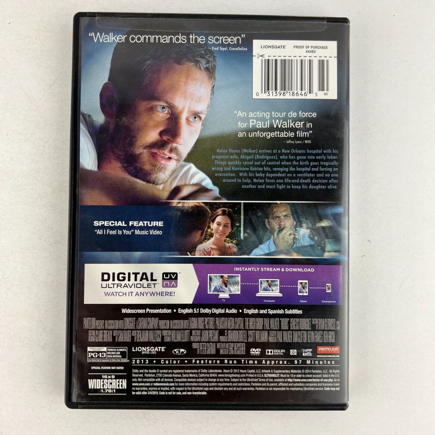 Hours DVD Paul Walker, Genesis Rodriguez
