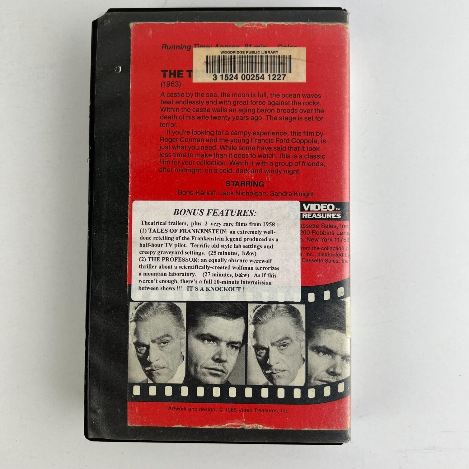 The Terror VHS Video with RARE Bonus Features Frankenstein/Professor