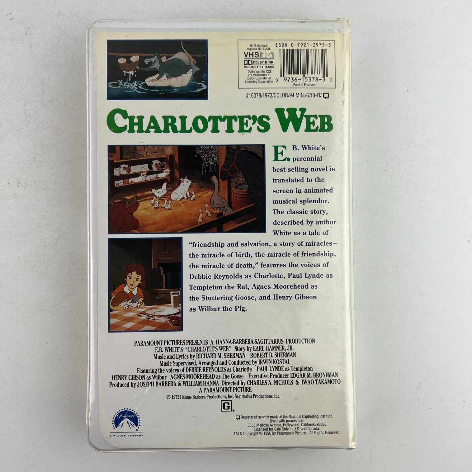 Charlotte's Web VHS Video Tape Clamshell Case