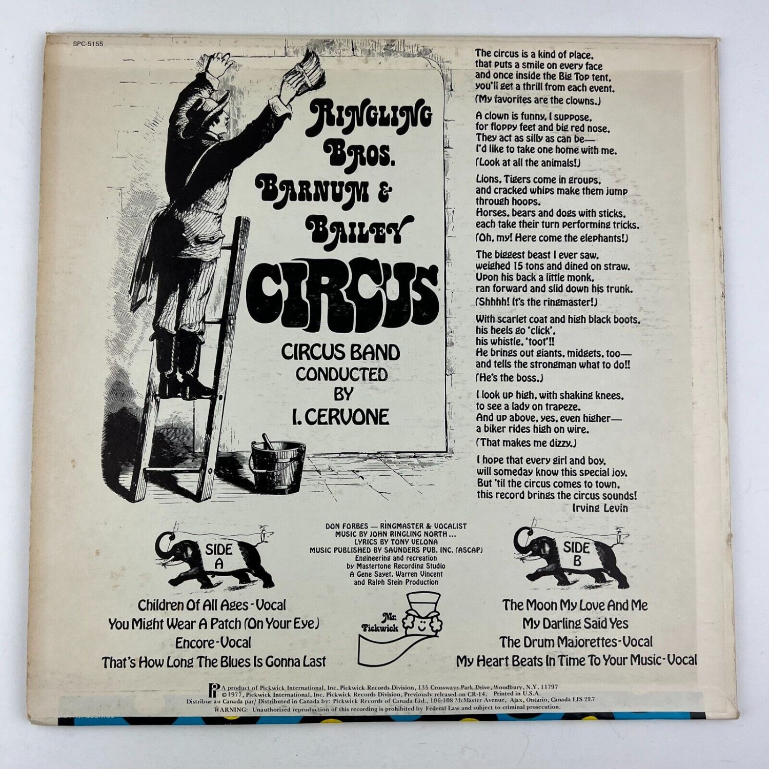 Ringling Brothers And Barnum & Bailey Circus Band Conductor I Cervone ...