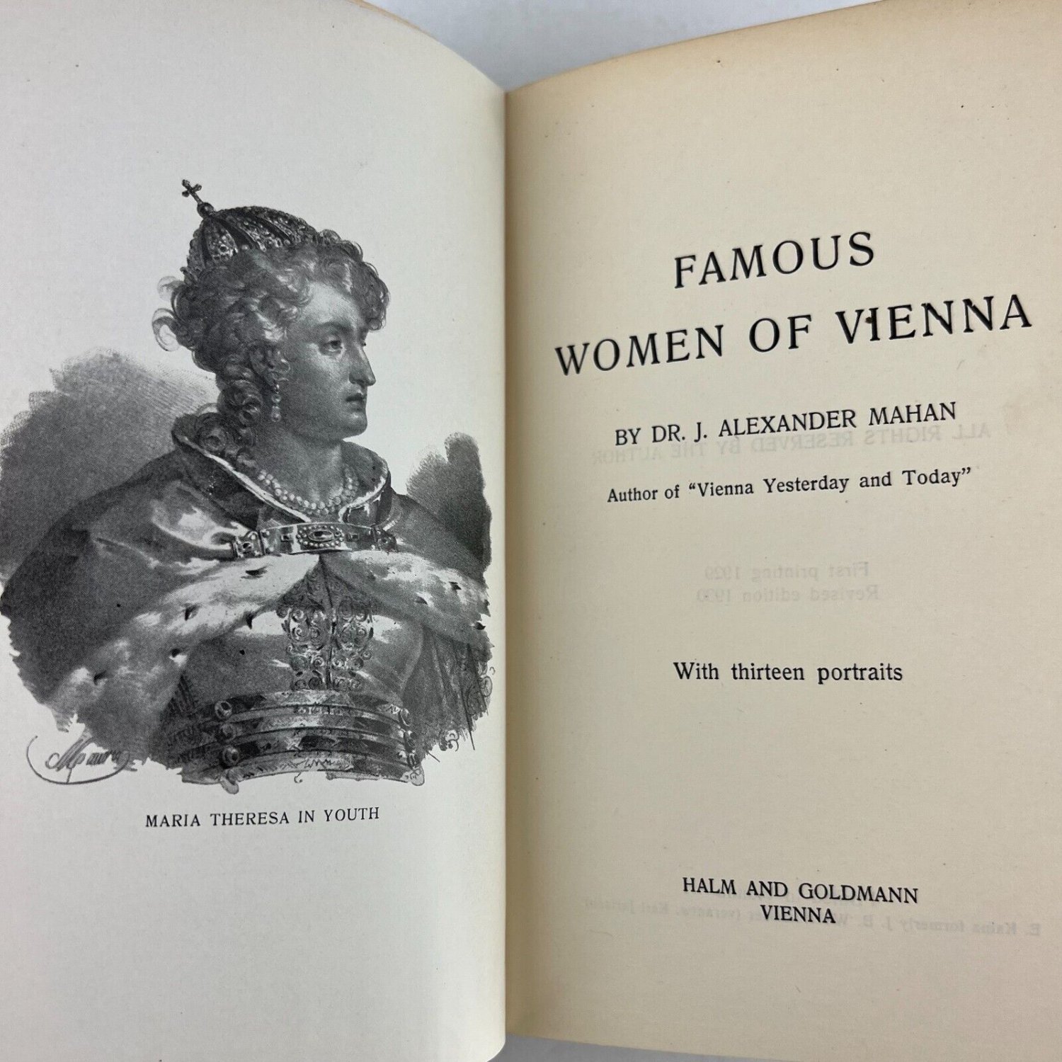 Famous Women of Vienna by Dr J Alexander Mahan Hardcover 1930