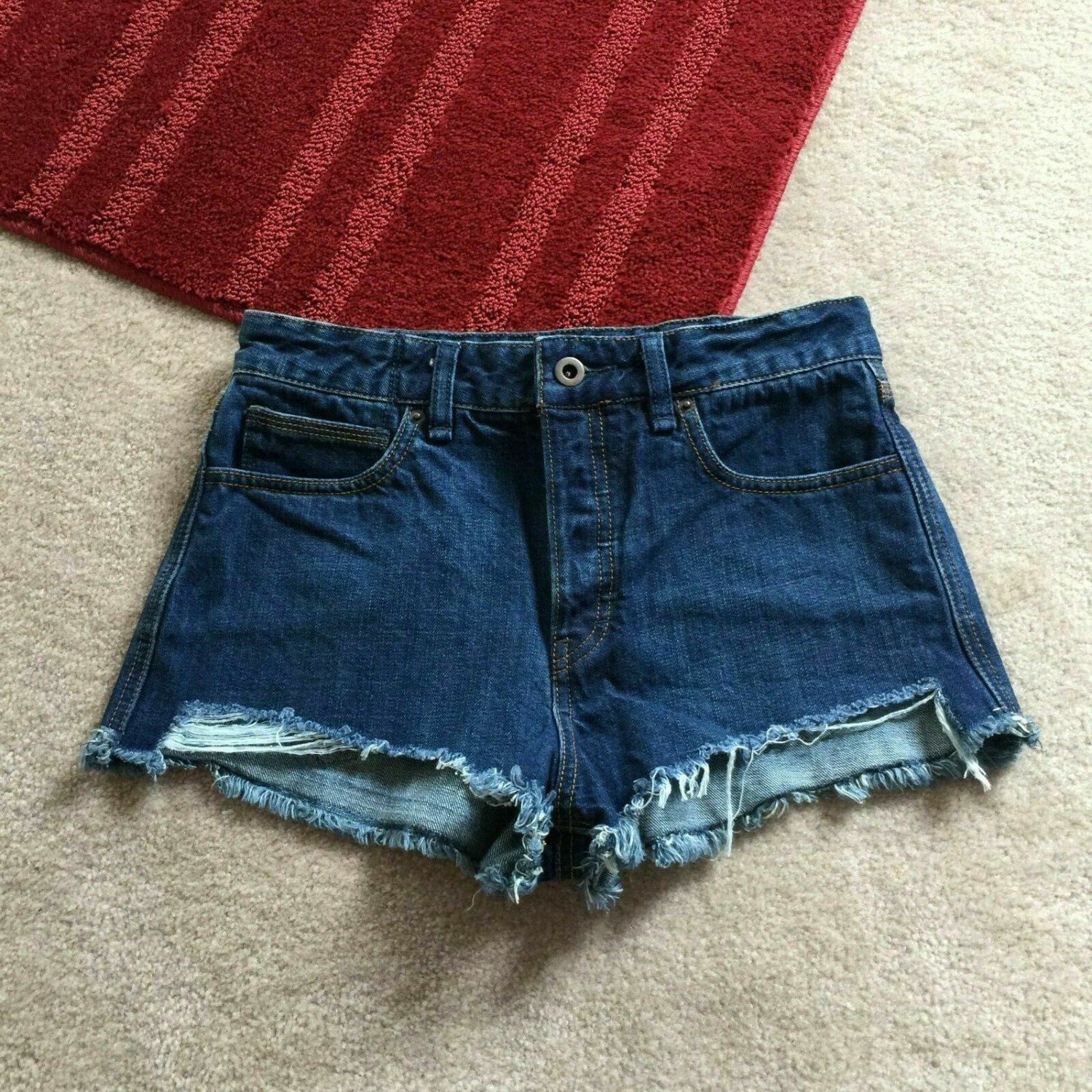 Free People Womens 27 Logan Cutoff Booty Denim Jean Shorts Boho ...