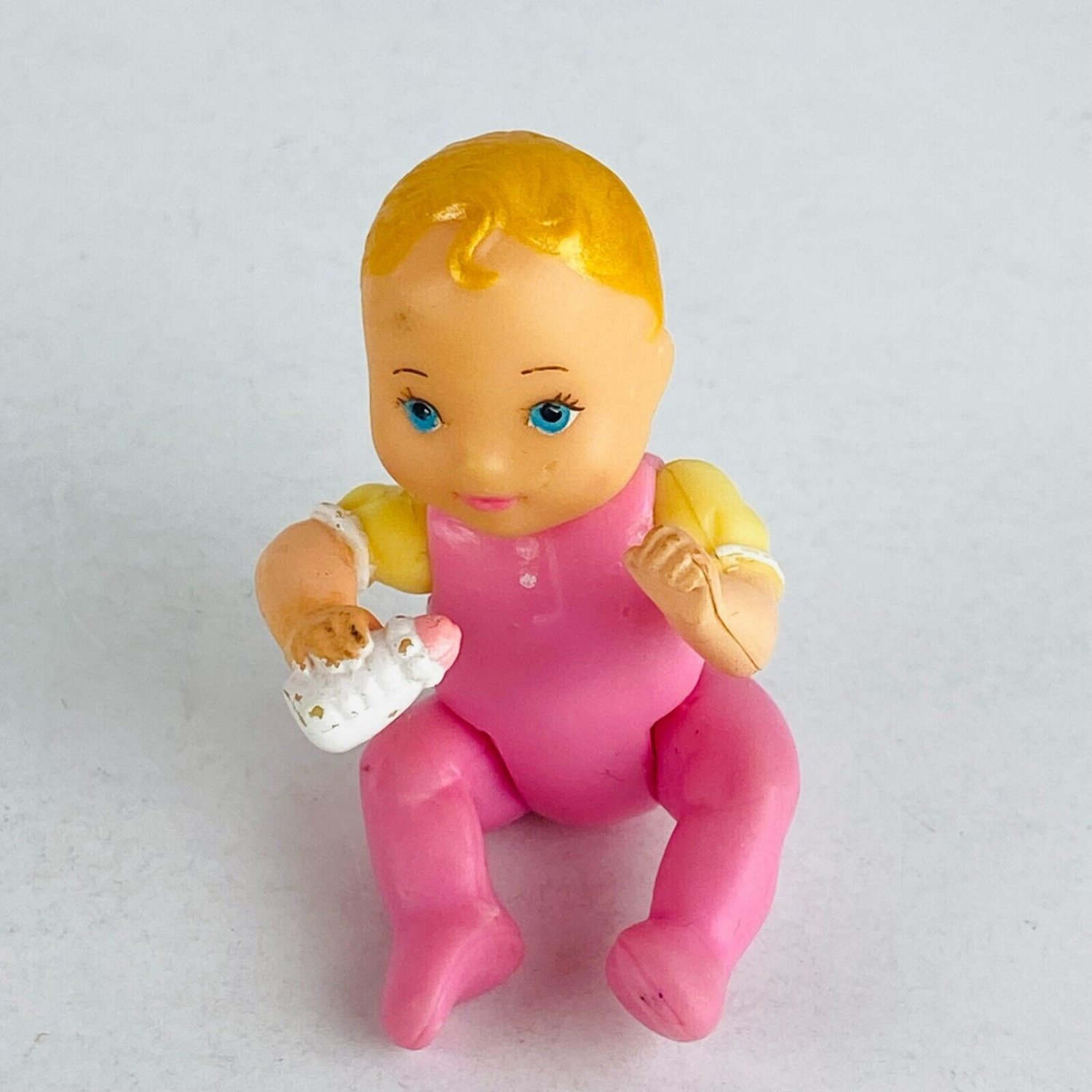 Fisher Price Loving Family Twin Time Baby Girl Figure in Pink Blue Eyes ...