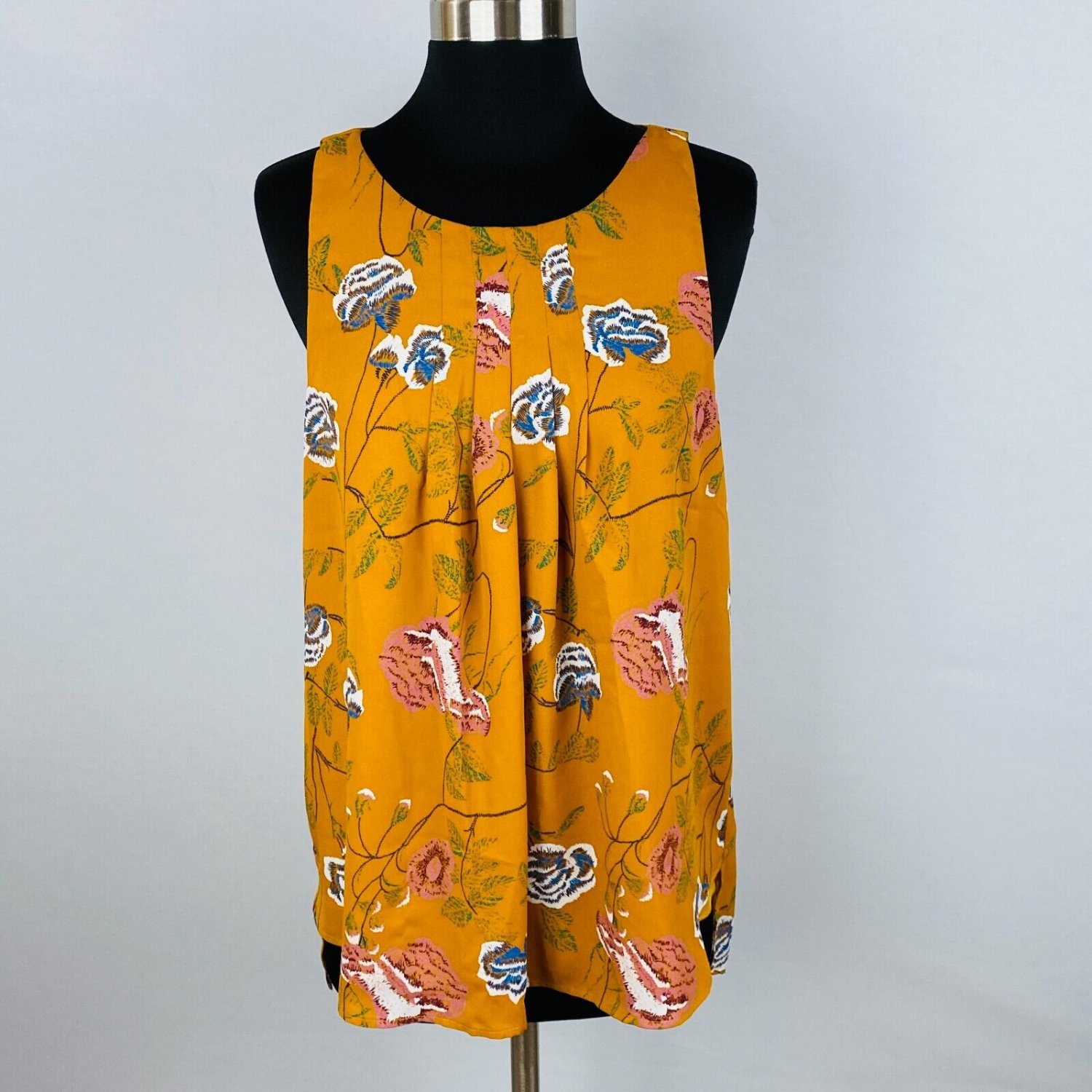 Allison Joy Mustard Pink Blue Sleeveless Keyhole Pleat Neckline Women's ...