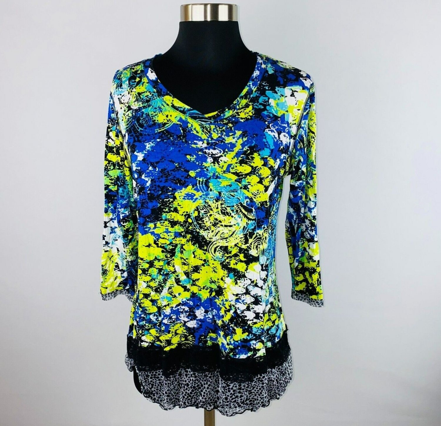 Multiples Clothing Brand Womens Small S Purple Green Bohemian Tunic Top