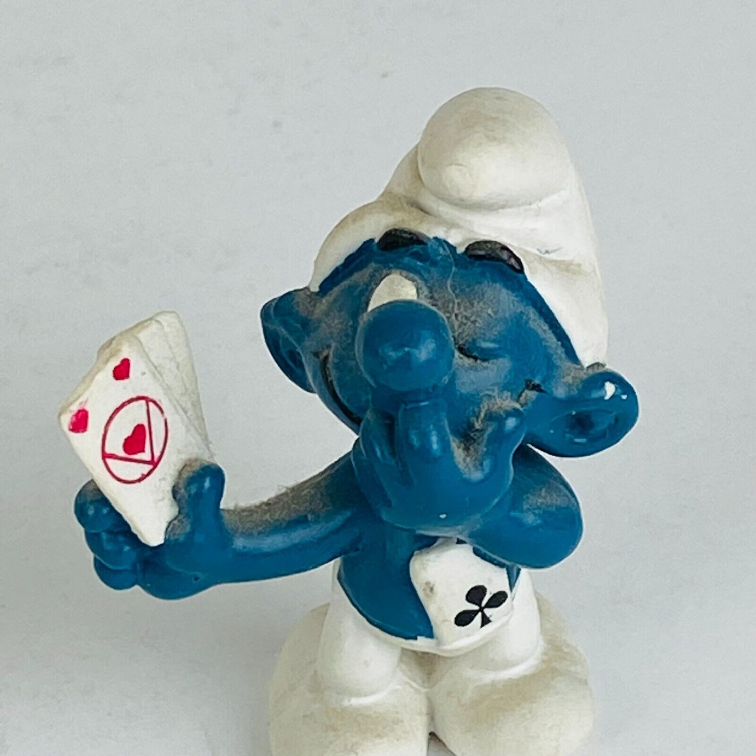 Schleich 1978 Peyo Hearts Clubs Card Player Playing Smurf Character ...