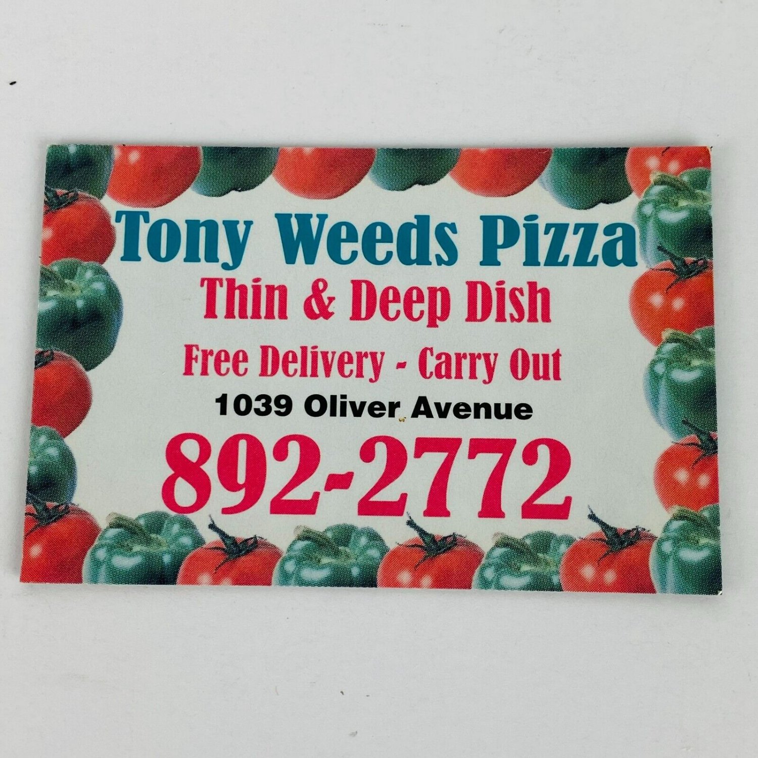 Tony Weeds Pizza Restaurant Food Aurora IL Advertising Fridge Magnet