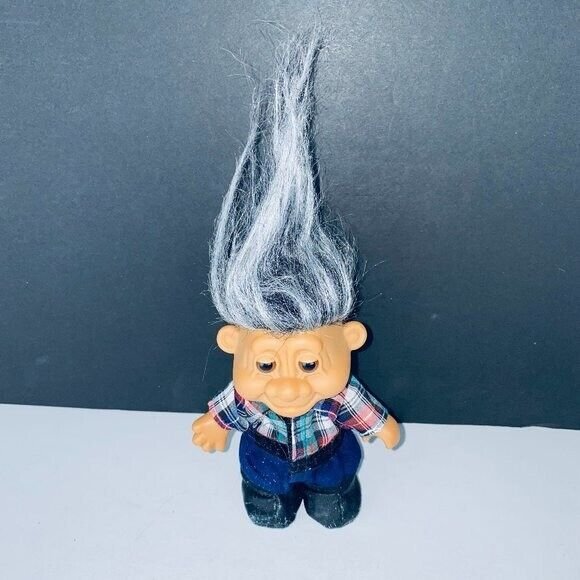 Russ Troll Doll Gray Haired Old Man Grandpa Grandfather Toy Figure