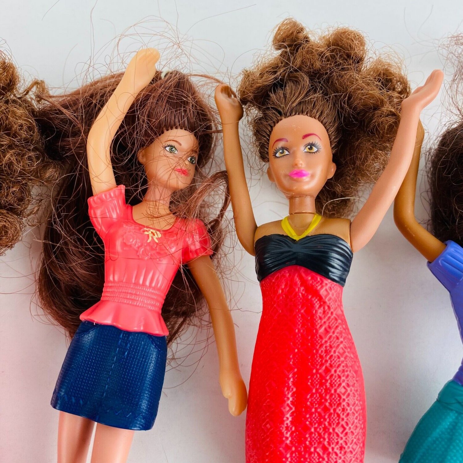 Mattel McDonalds Lot of 4 Small Barbie Dolls Girls Pretend Play Toys