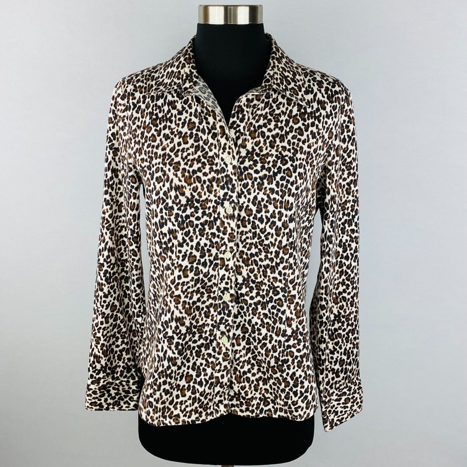 Talbots Outlet Womens 6 Long Sleeves Animal Print Button Down Shirt