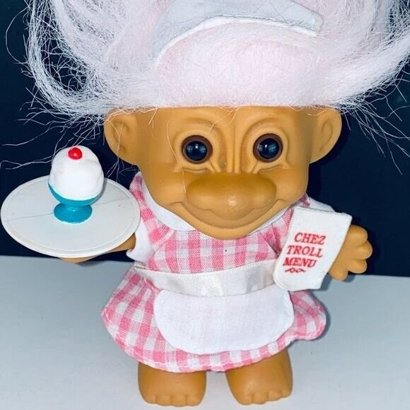 Russ Troll Doll Waitress Girl Women Pink Hair Checkered Uniform Dessert ...