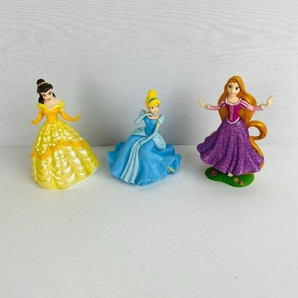 3 Disney Princess Character Figures Cinderella Belle Repunzel Kids Toys