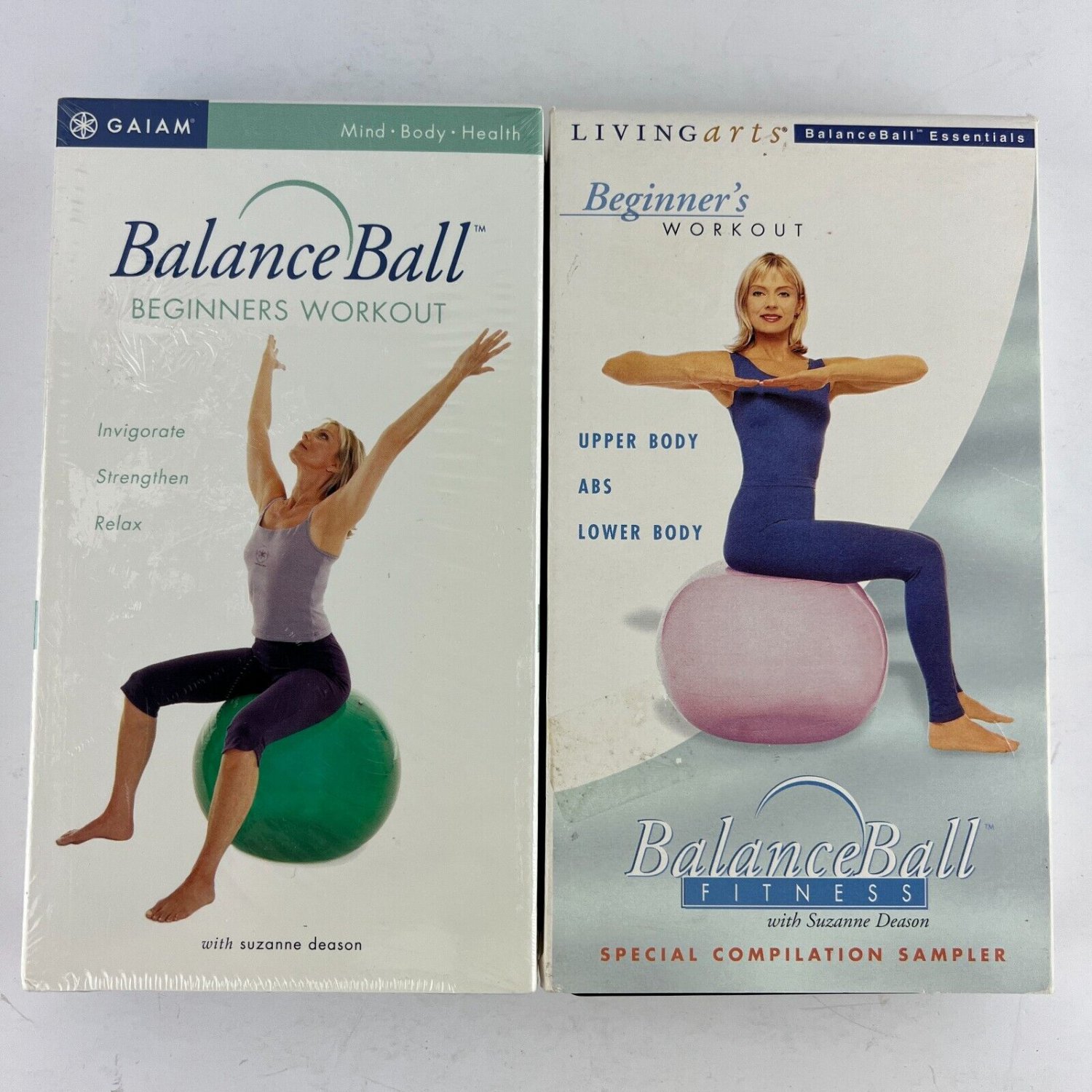GAIAM & Living Arts Fitness Balance Ball Beginners Exercise Workout VHS ...