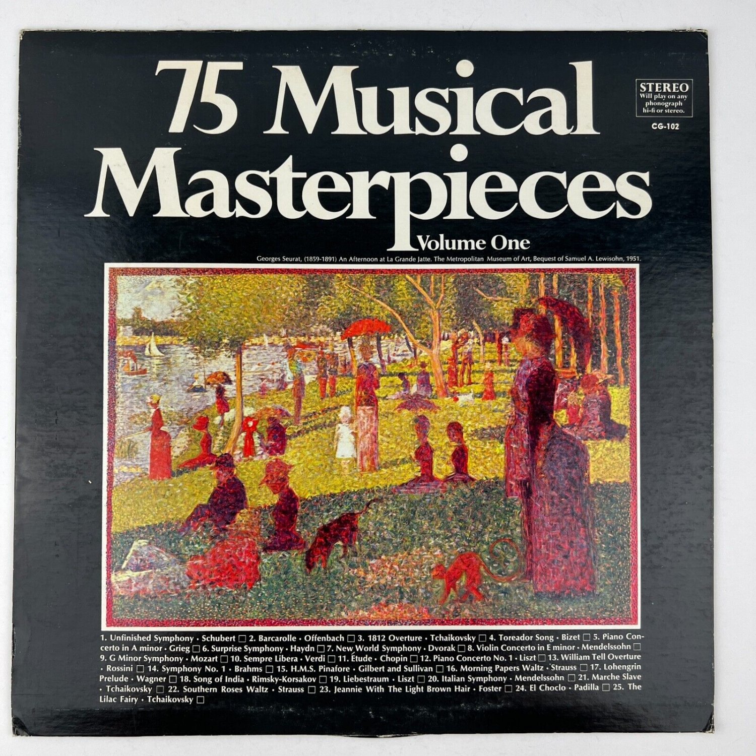 75 Musical Masterpieces Vol 1 Record 2 Vinyl LP Record Album CG-102