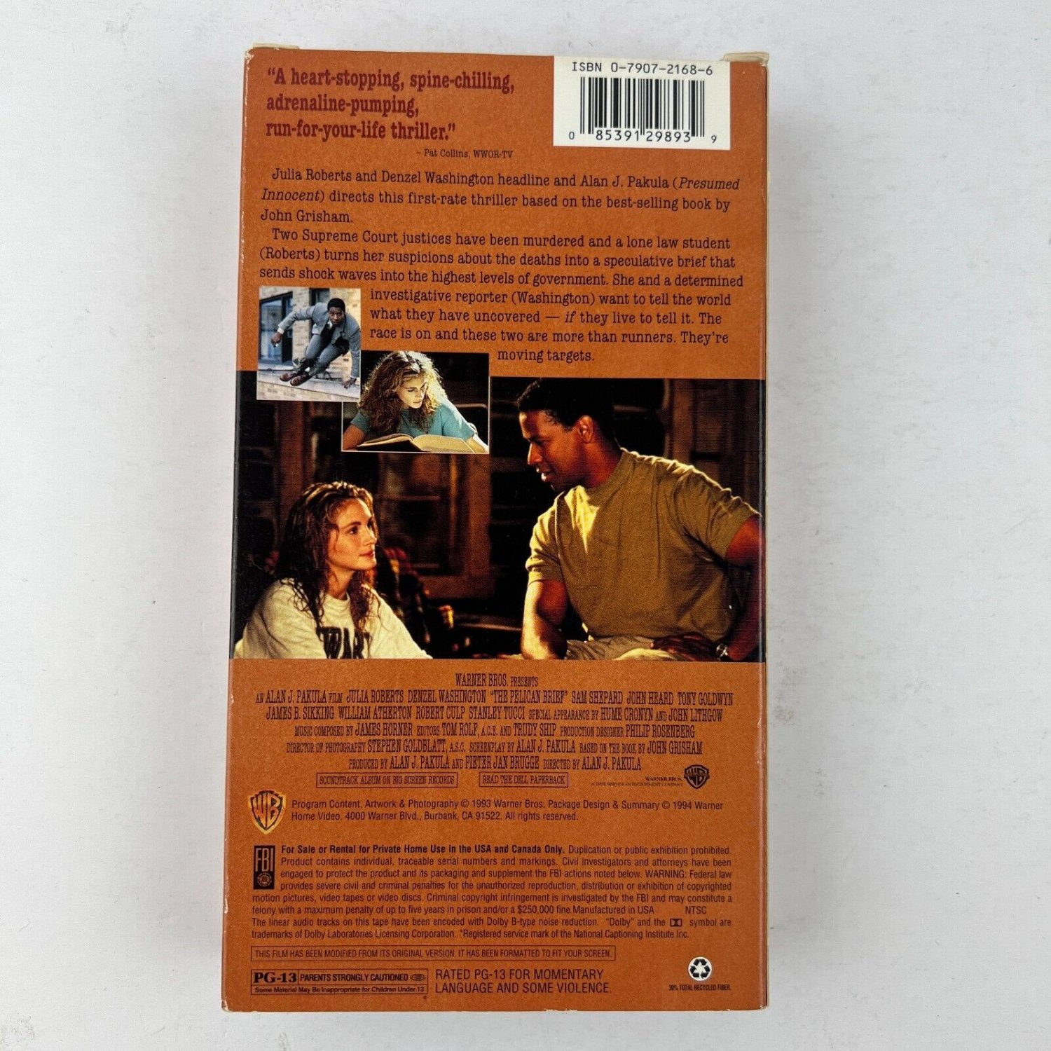 Pelican Brief VHS Video Tape 1993 Julia Roberts Denzel Washington