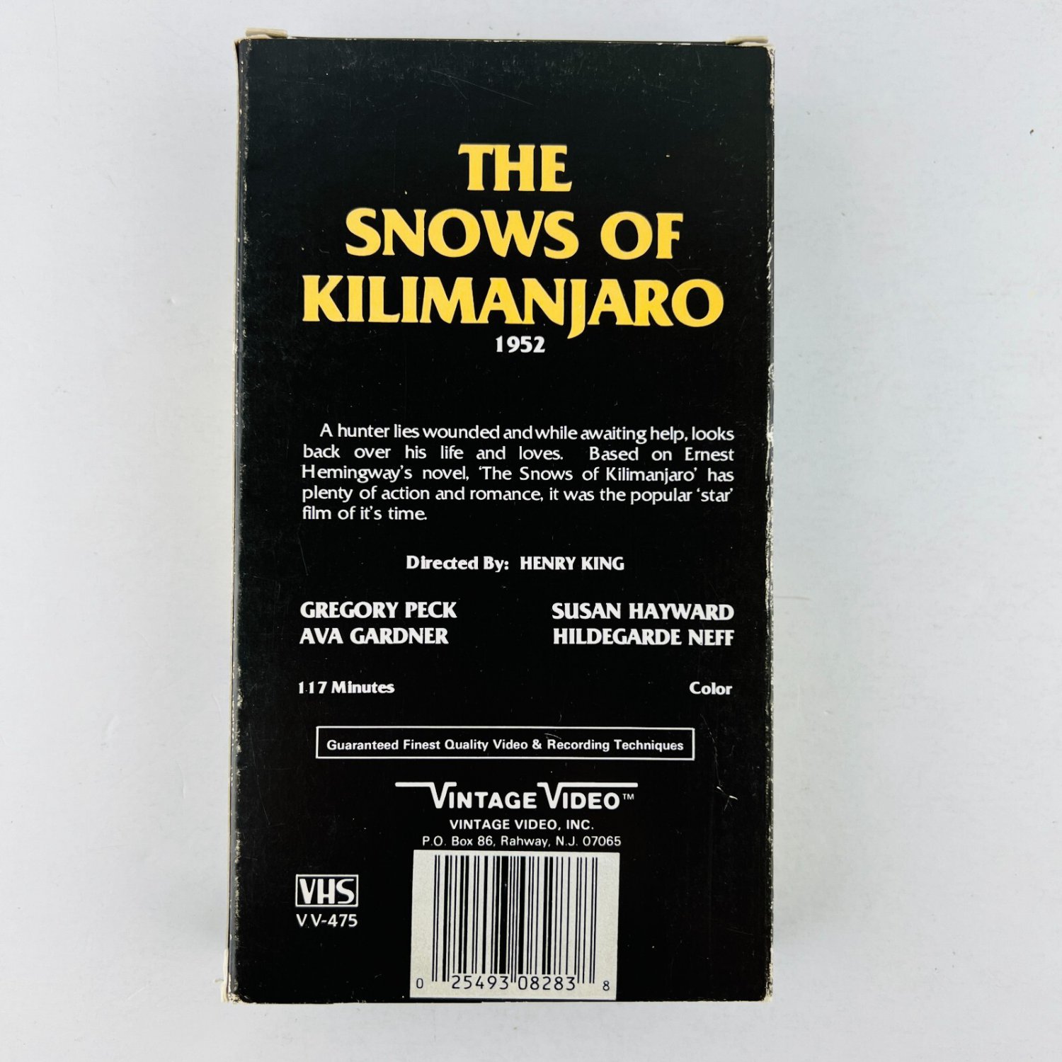 The Snows of Kilimanjaro VHS Video Tape Gregory Peck Susan Hayward Vintage