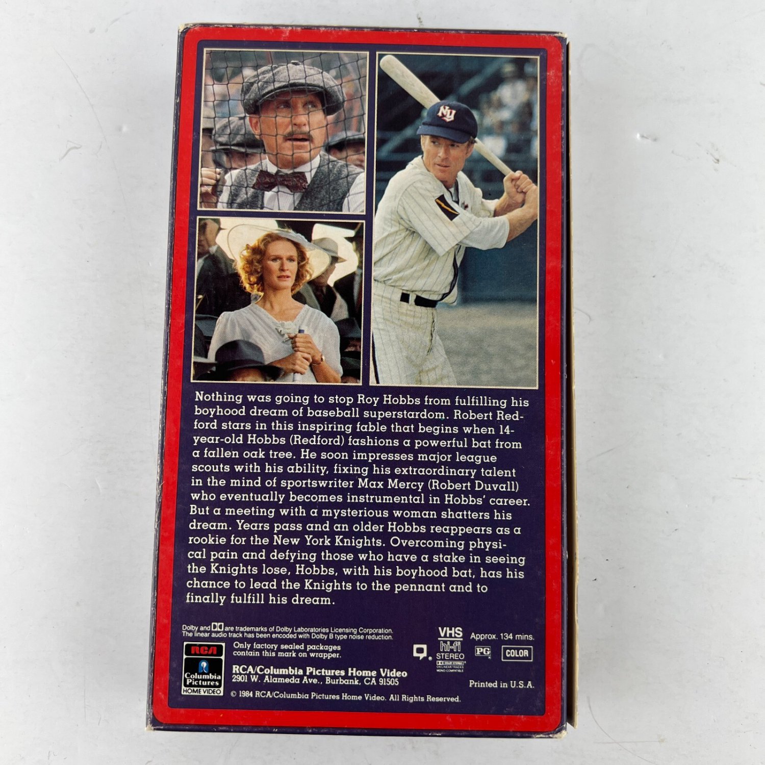 The Natural VHS Robert Redford, Robert Duvall, Kim Basinger