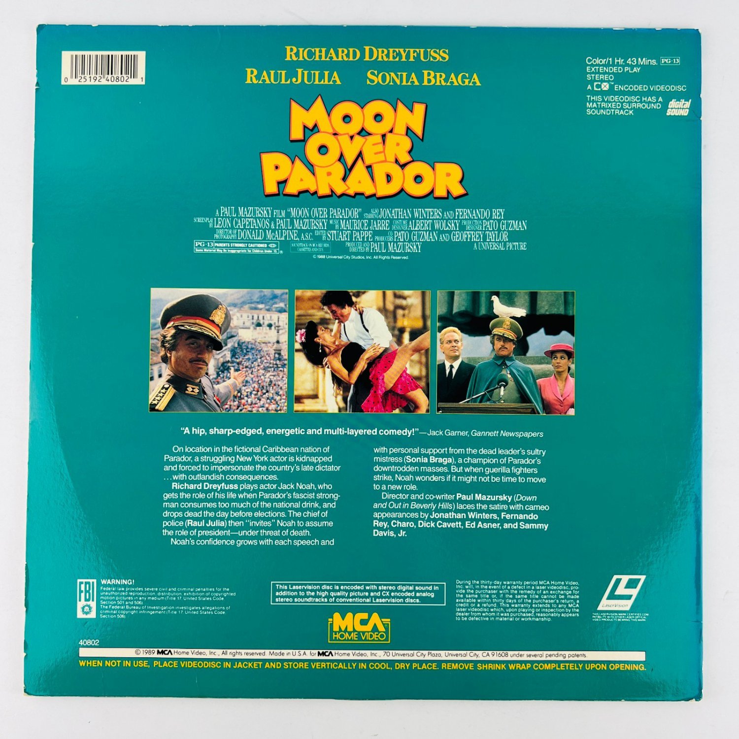 Moon Over Parador Laserdisc LD 1988 (40802) Richard Dreyfuss, Raul ...