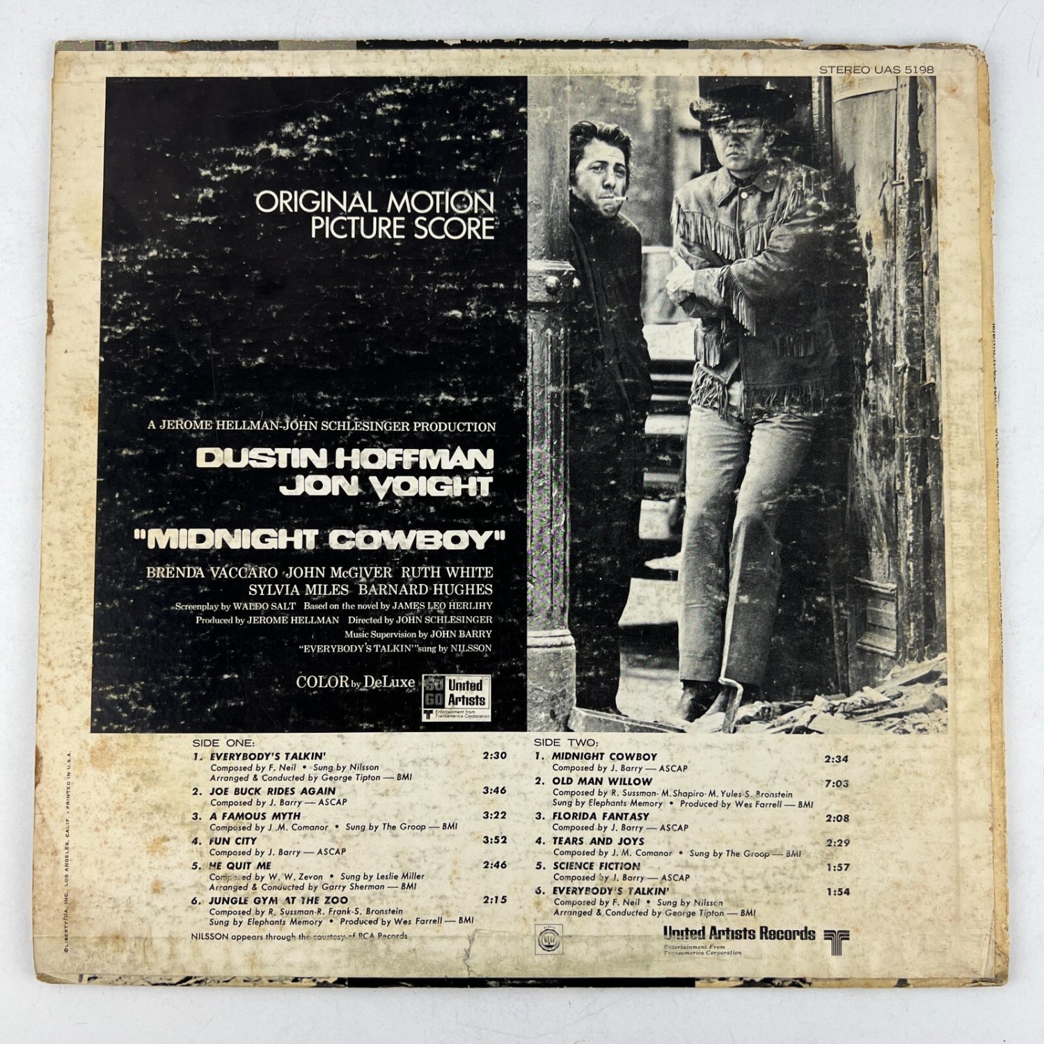 Midnight Cowboy Original Motion Picture Score Vinyl LP Record Album UAS ...