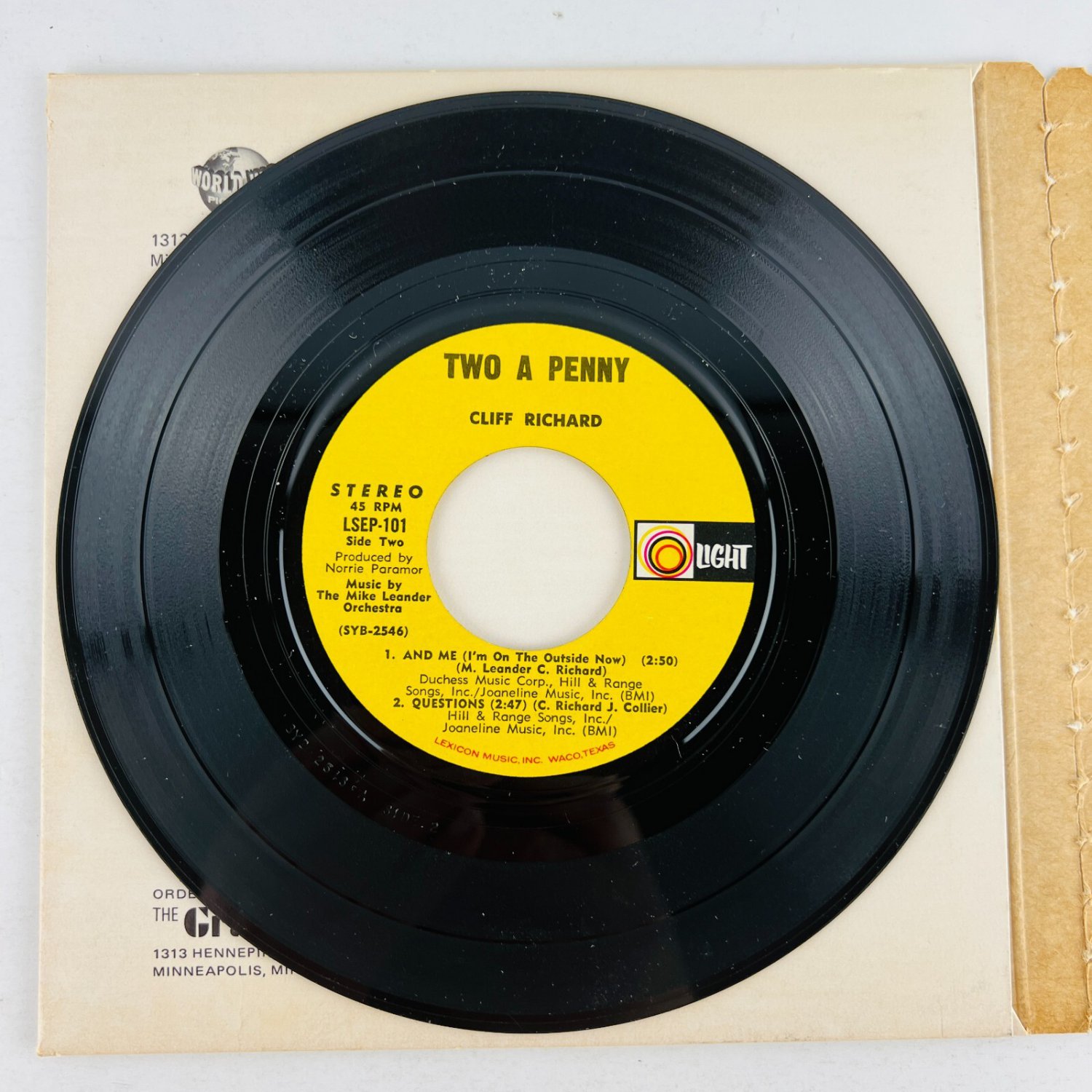 Cliff Richard – Two A Penny 45RPM EP Record 7" Vinyl Single 45 RPM