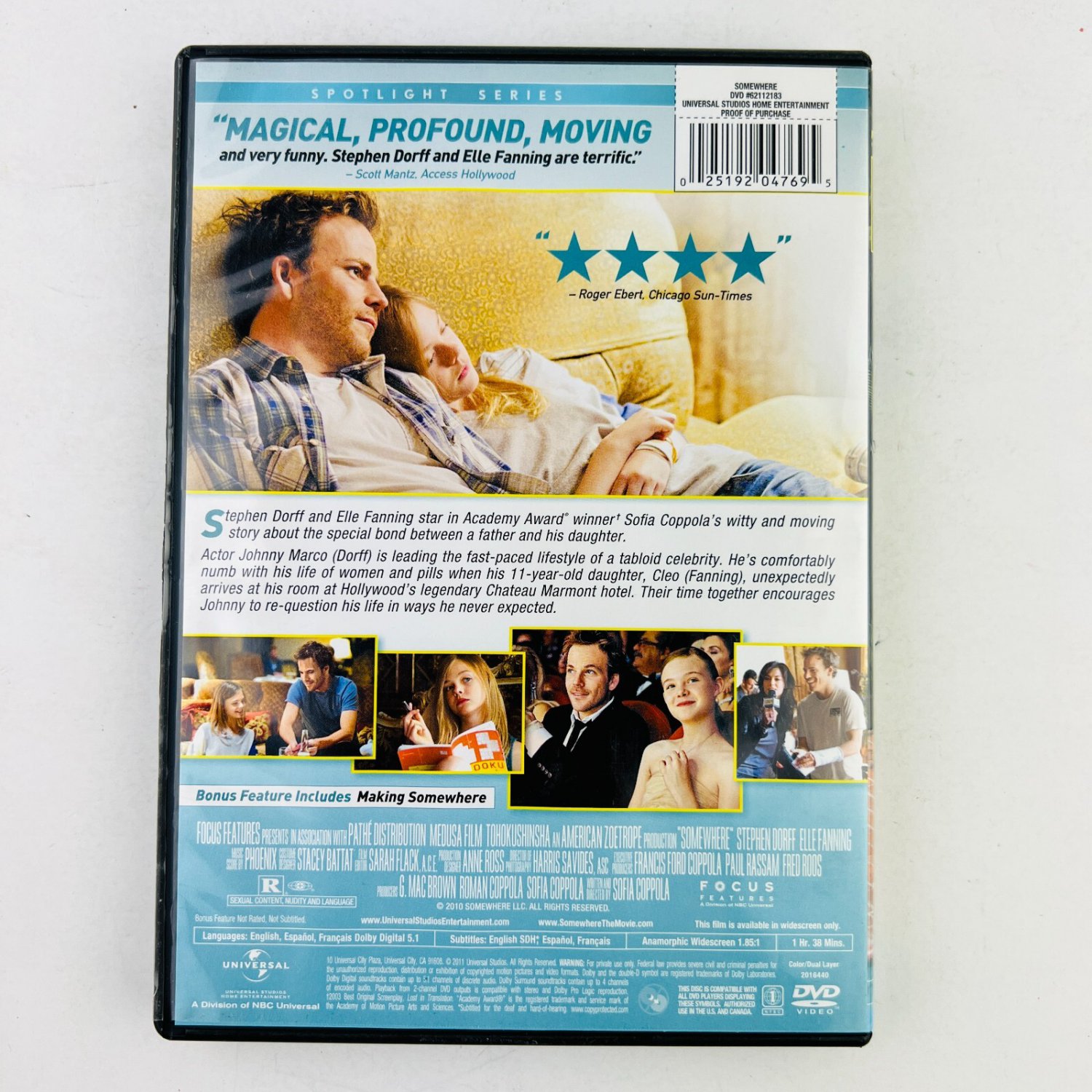 Somewhere DVD Elle Fanning, Stephen Dorff