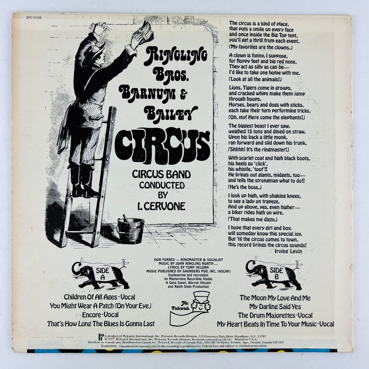Ringling Brothers And Barnum & Bailey Circus Band Conductor I Cervone ...