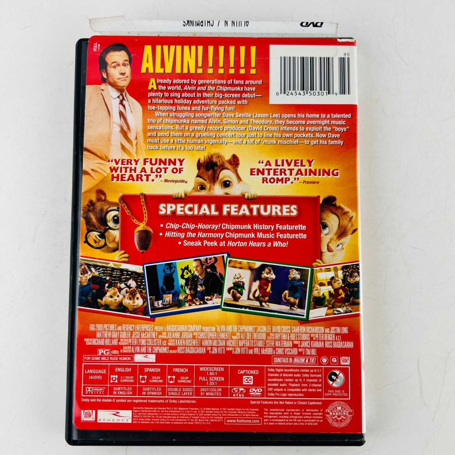 Alvin And The Chipmunks DVD Jason Lee, Ross Bagdasarian Jr
