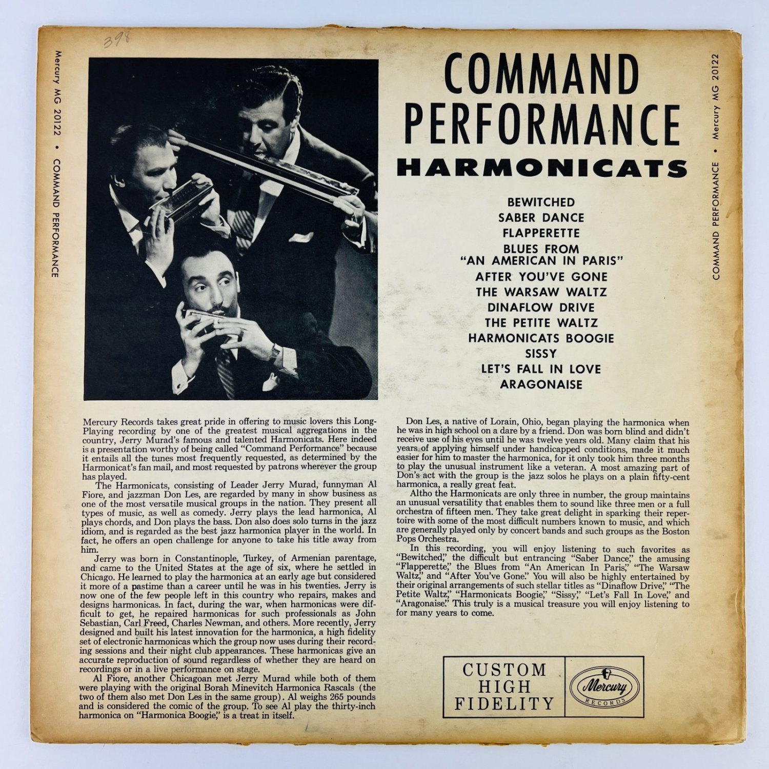 The Harmonicats – Command Performance Vinyl LP Record Album MONO MG-20122