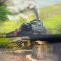 Steam Locomotive Crossing River 3D Train Poster