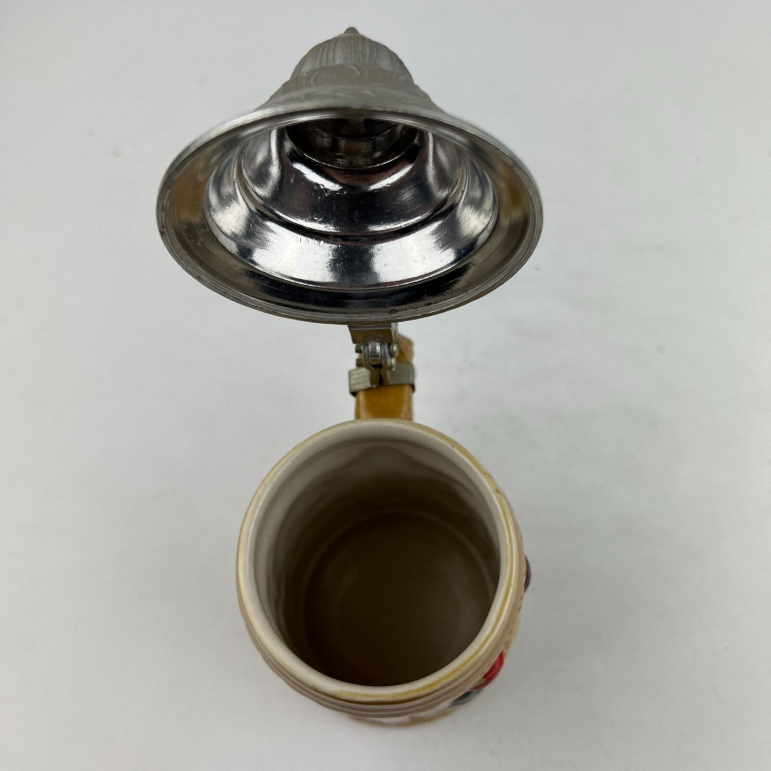 German Bar Restaurant Themed Beer Stein Mug Metal Flip Lid Made In Japan