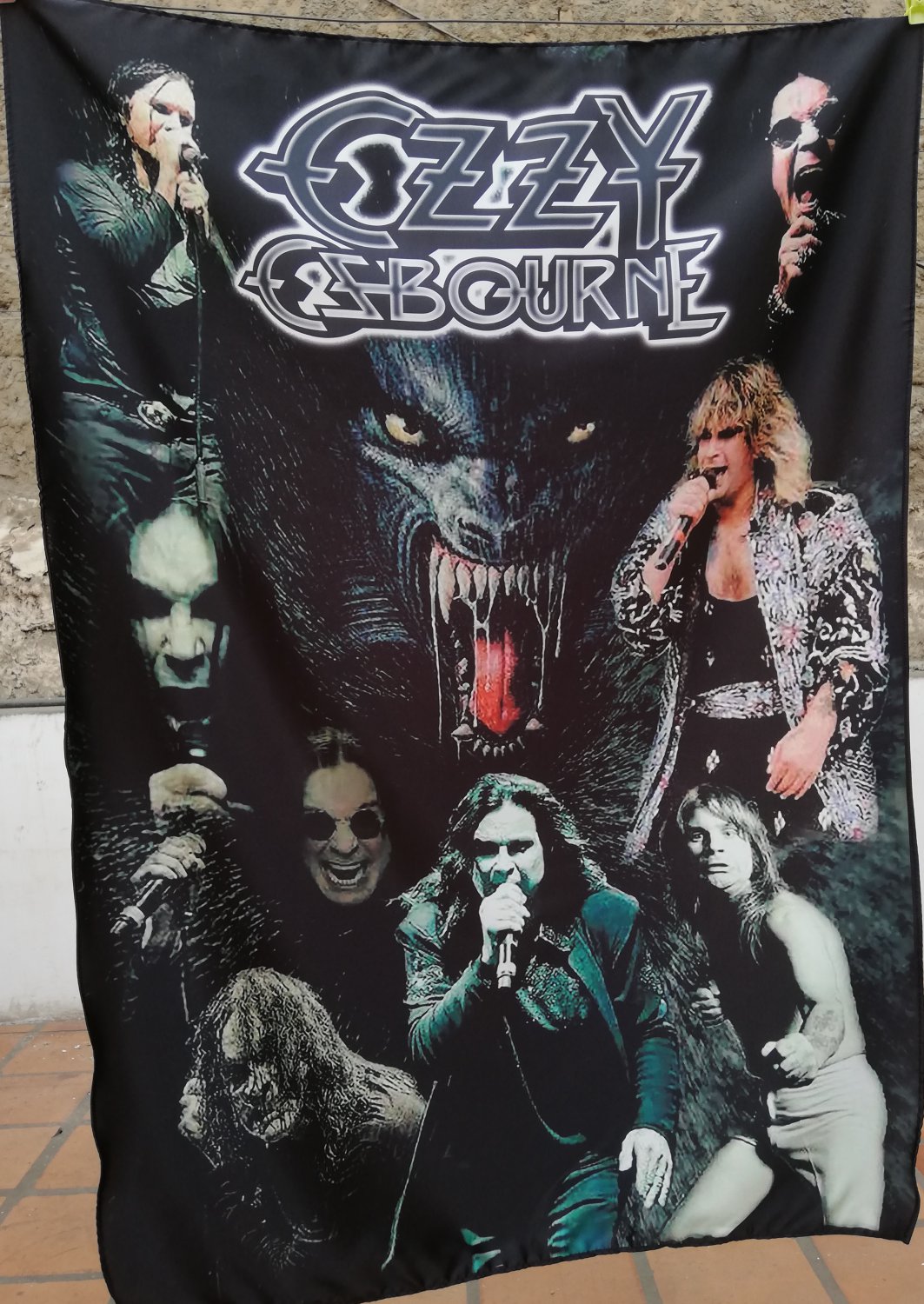 OZZY OSBOURNE Collage FLAG CLOTH POSTER WALL TAPESTRY BANNER CD Hard Rock