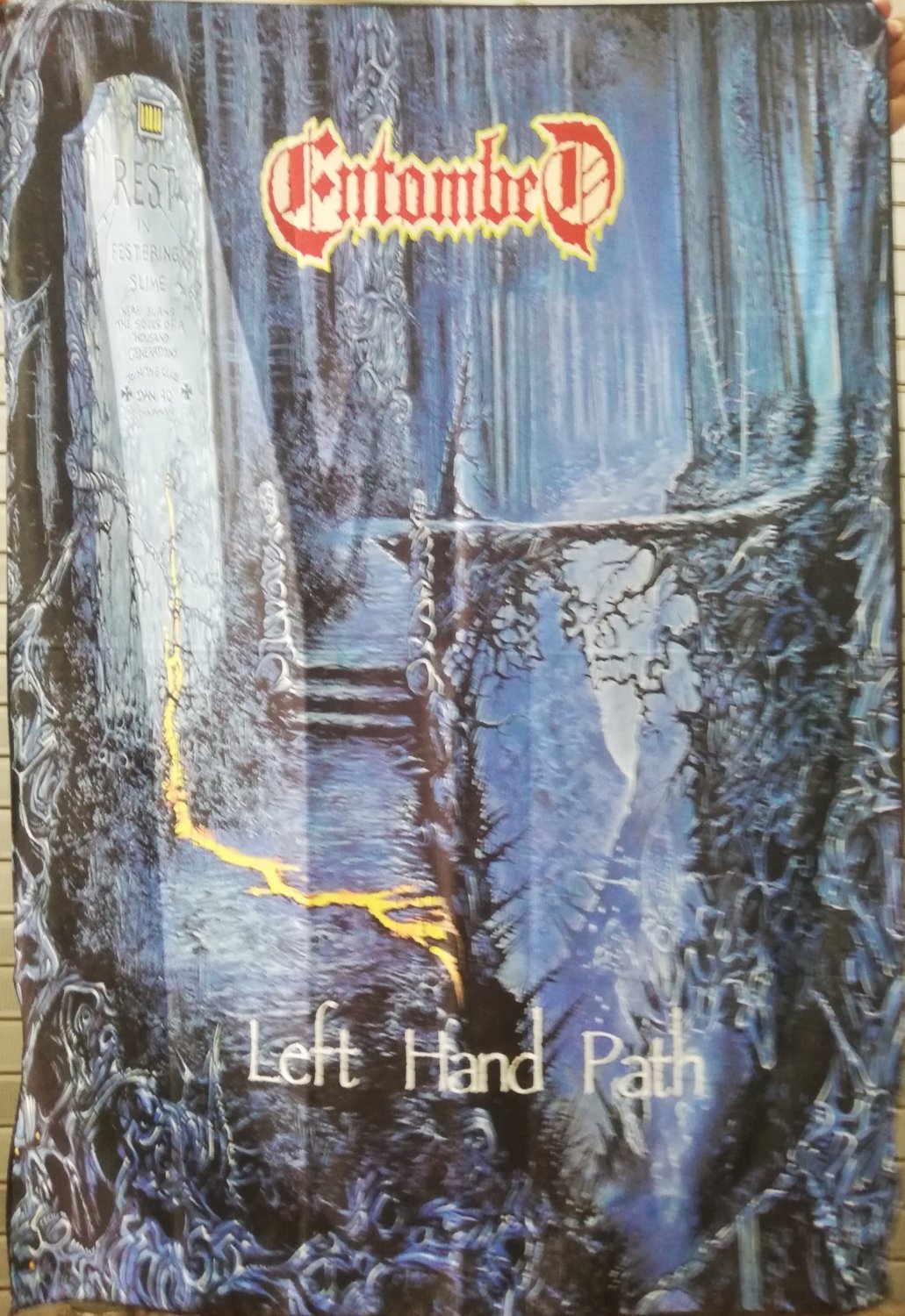 ENTOMBED Left Hand Path FLAG CLOTH POSTER WALL TAPESTRY BANNER CD Death ...