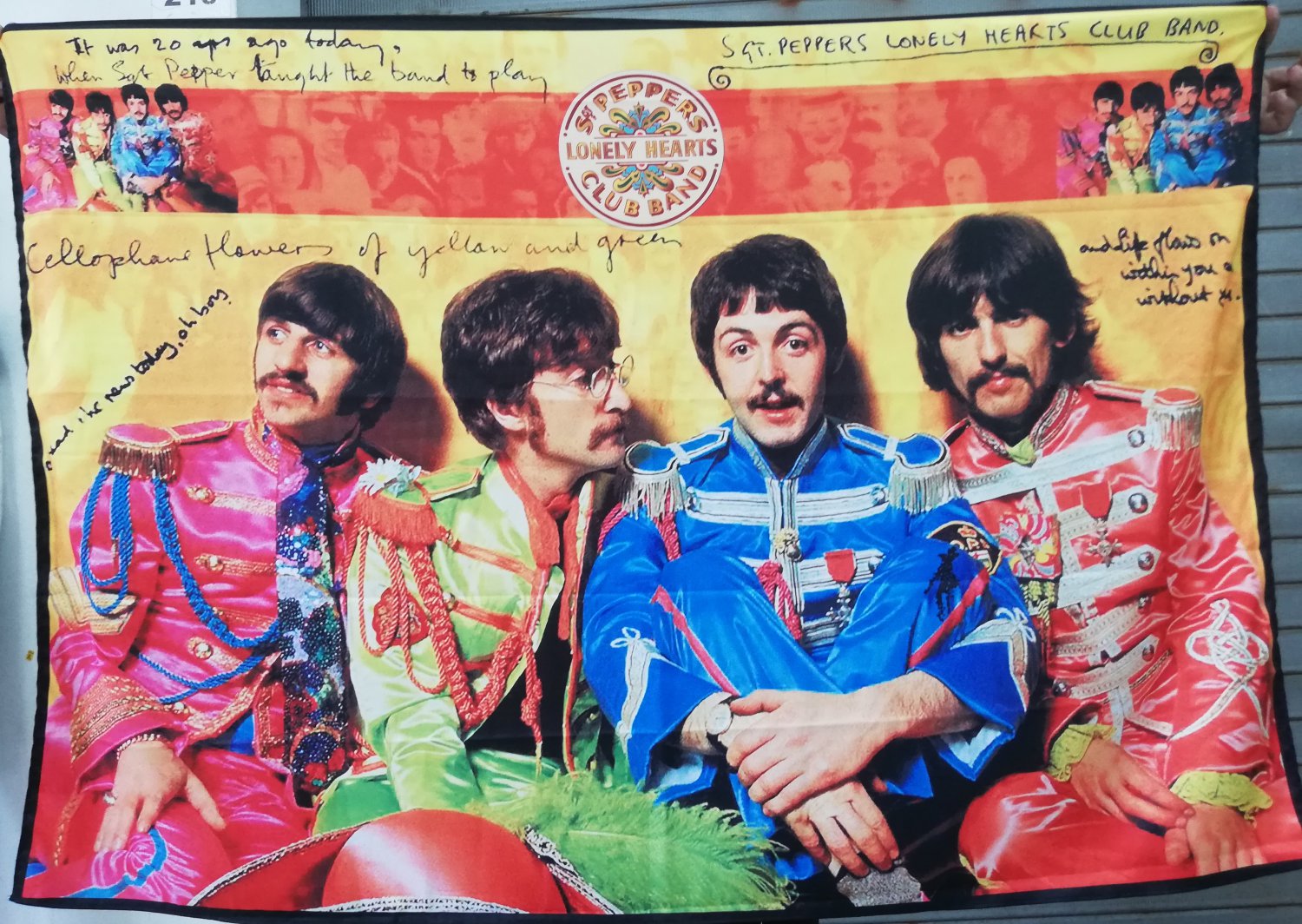 THE BEATLES Sgt Pepper's Lonely Hearts Club Band 2 FLAG CLOTH POSTER ...