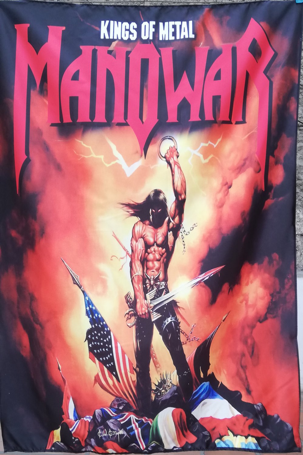 MANOWAR Kings of Metal FLAG BANNER CLOTH POSTER WALL TAPESTRY CD Power ...