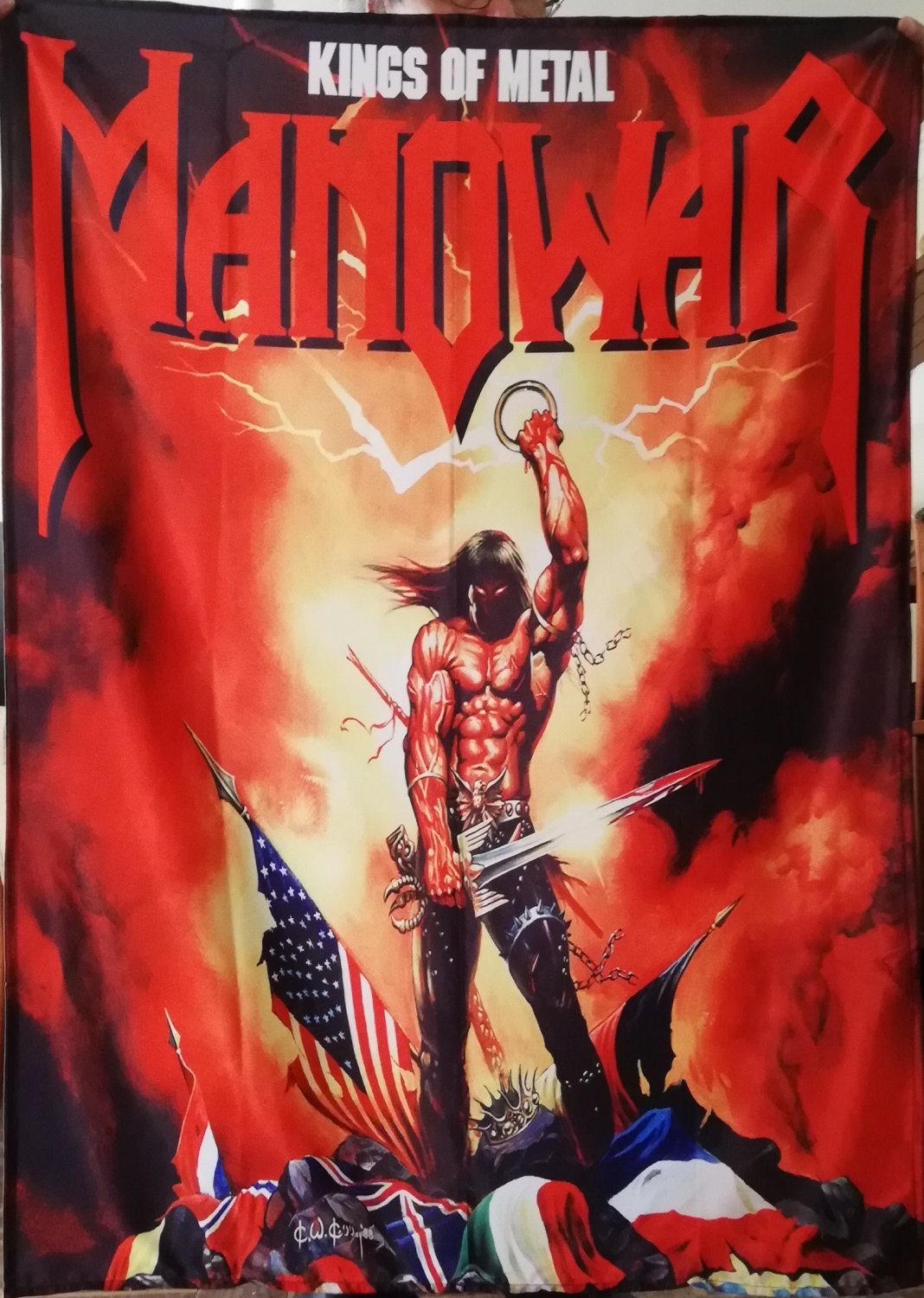 MANOWAR Kings of Metal FLAG BANNER CLOTH POSTER WALL TAPESTRY CD Power ...