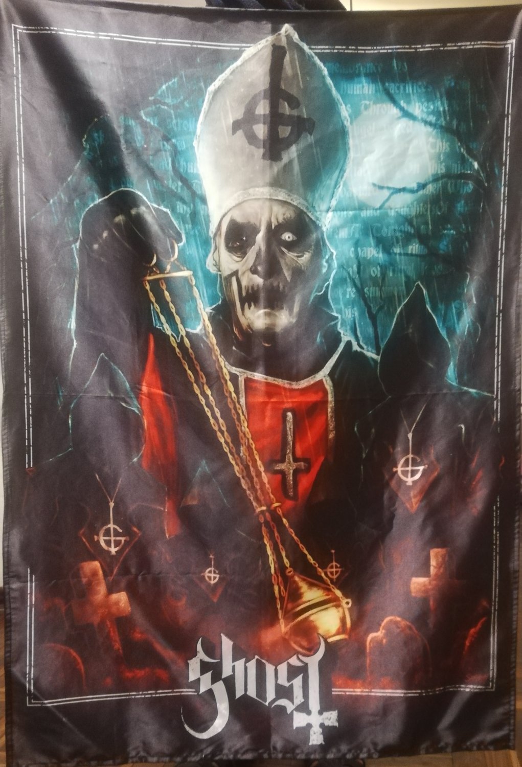 GHOST Pope Emeritus II FLAG CLOTH POSTER TAPESTRY BANNER CD HEAVY METAL