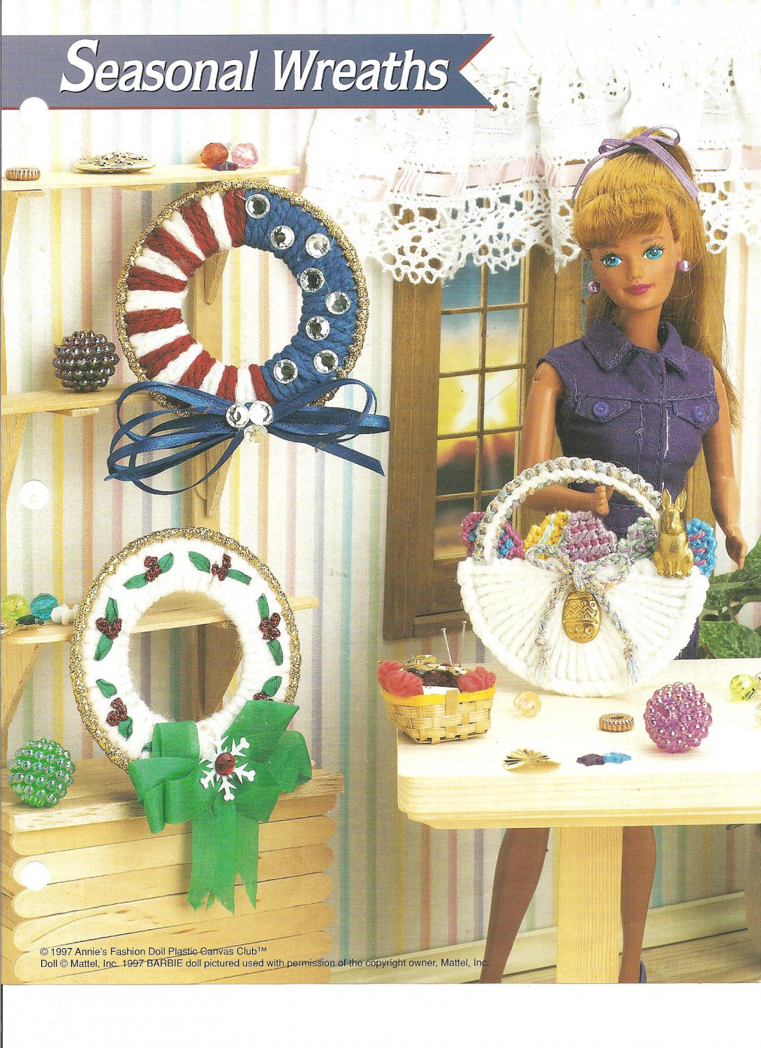 Annie's Attic Seasonal Wreaths, for Barbie Size Dolls, Plastic Canvas ...