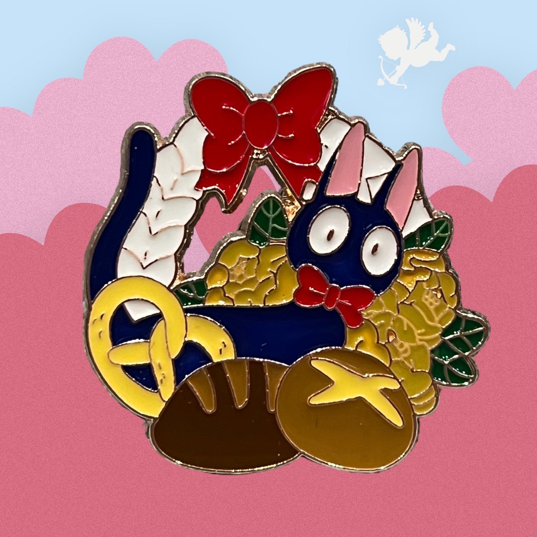 Studio Ghibli Kiki's Delivery Service Enamel Pin (Jiji with Bread Wreath)