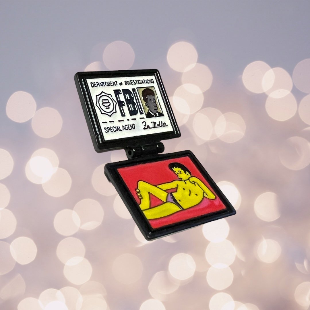 The Simpsons X X-Files Mulder FBI Badge Enamel Pin